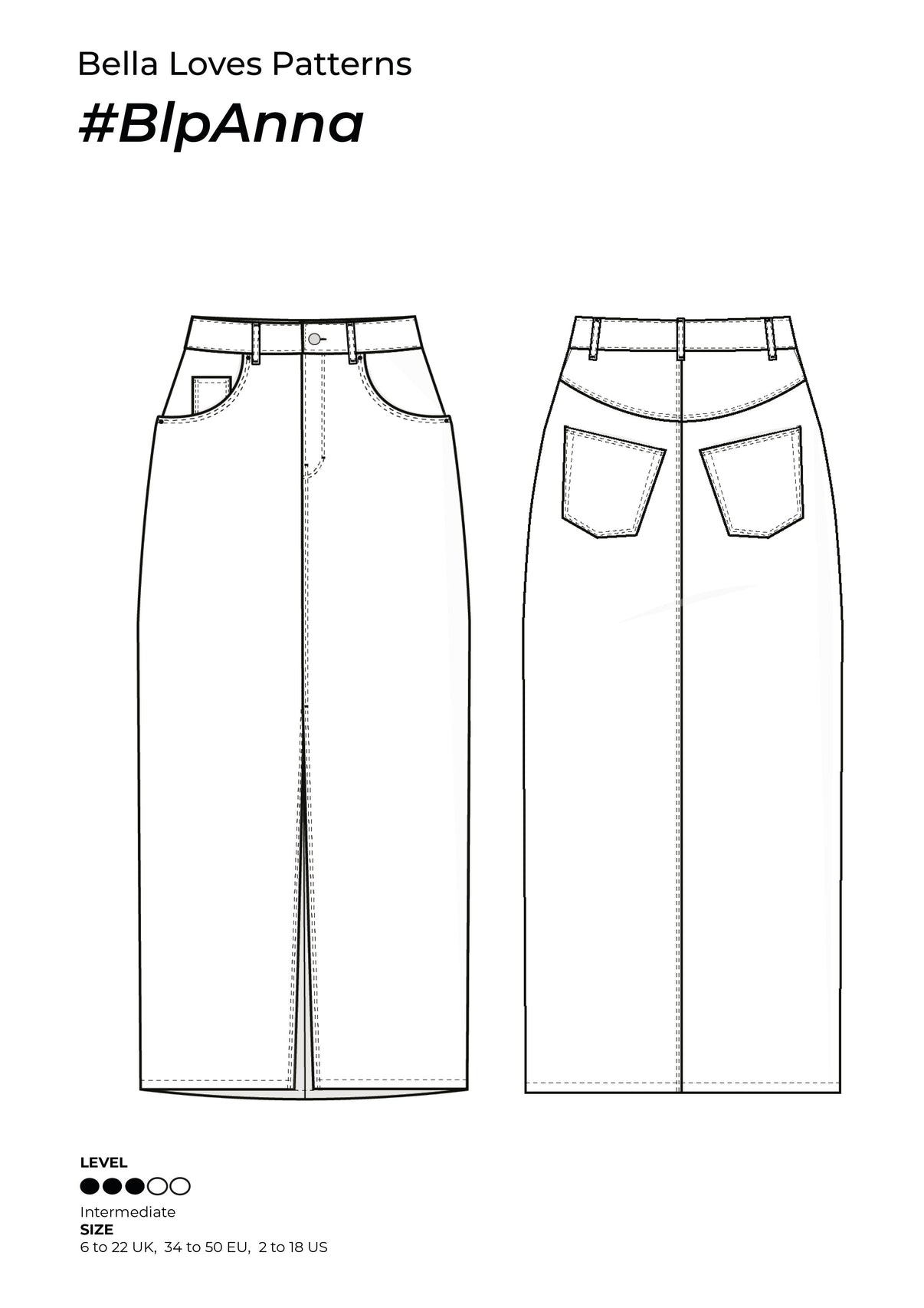 ANNA SKIRT – PDF SEWING PATTERN – Bella loves patterns